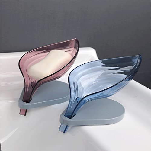 HALOU Leaf Shape Soap Box Bathroom Soap Holder Dish Storage Plate Tray Bathroom Soap Holder Case Kitchen Supplies Bathroom (Color : Transparent, Size : 12 * 11.5 * 9CM)