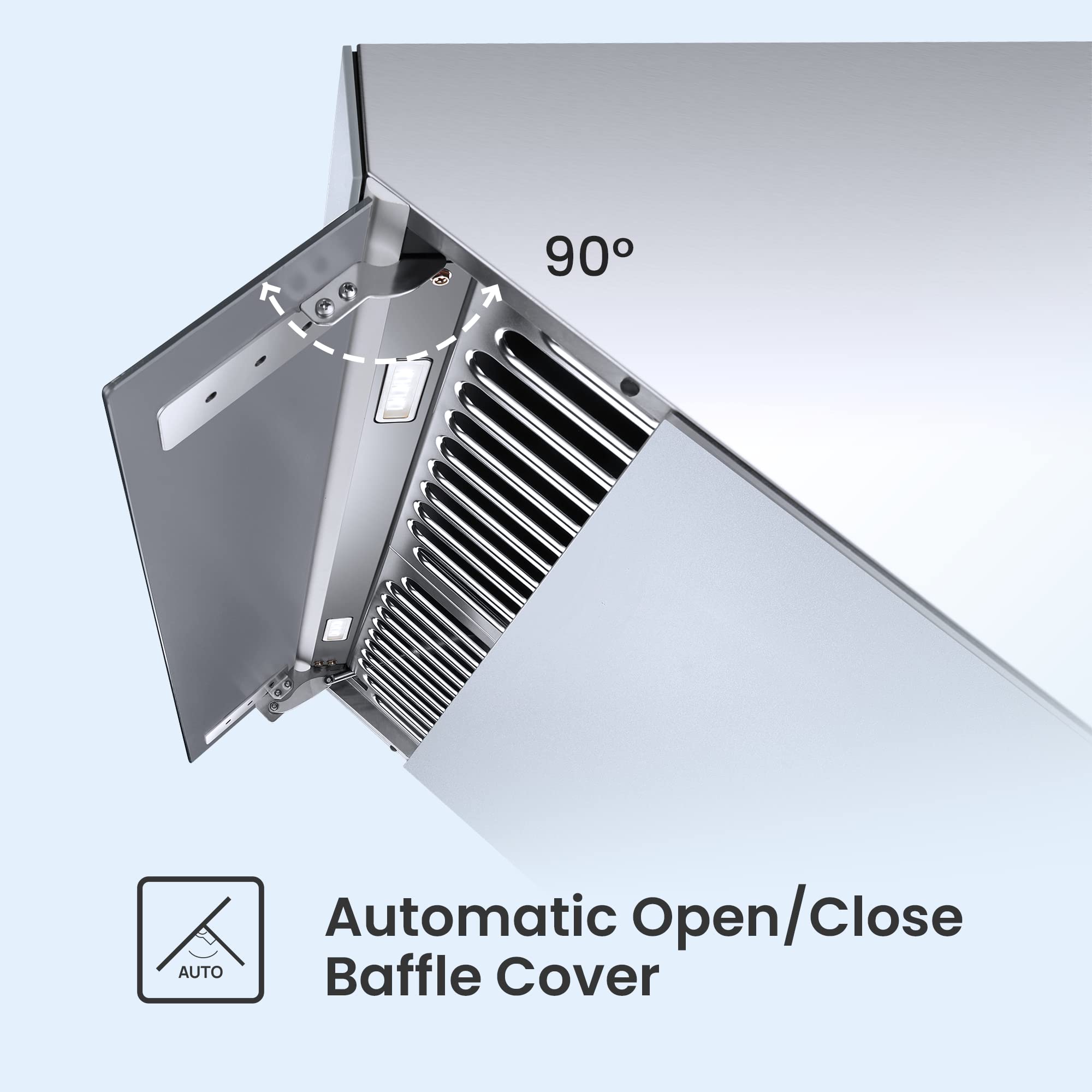 FOTILE JQG7501.G 30" Range Hood | Unique Side-Draft Design for Under Cabinet or Wall Mount | Modern Kitchen Vent Hood | Powerful Motor | LED Lights | Silver Grey Tempered Glass Surface