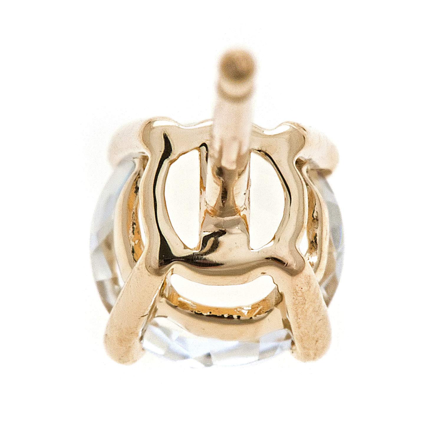 Gin & Grace 10K Yellow Gold Genuine White Topaz Diamond (I1) Stud Earring Daily Work Wear Jewelry for Women Gifts for Her