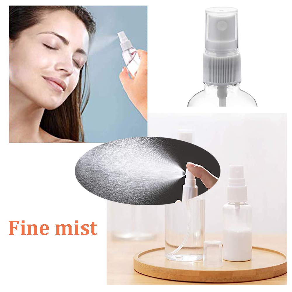 Hamiggaa 30Pack 1oz Empty Plastic Spray Bottles,30ml Clear Refillable Fine Mist Spray Bottle with Pumps for Liquid,Cleaning,Travel,Hairspray,Essential Oils