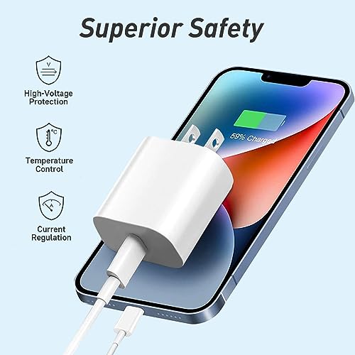 GAOJIXING 4-Pack USB-C Fast Charger for iPhone, 20W PD Power Adapter Wall Charger with USB C Cable Compatible with iPhone 14/14 Pro/14 Pro Max/14 Plus/13/12/11 and More, OFS-390, white-4