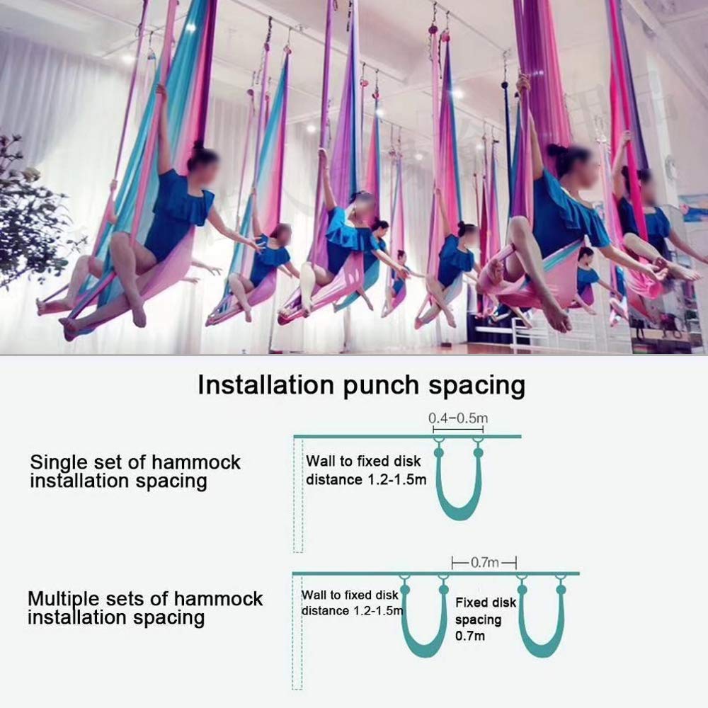FOSER Aerial Yoga Hammock Aerial Yoga Swing with Daisy Chains Carabiners For Inverted Gravity Yoga Flip with Instruction Manual 5M×2.8M (Black)