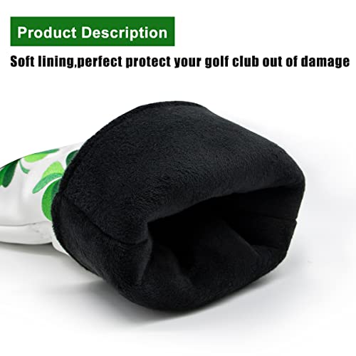 Golf Headcovers Lucky Clover Golf Driver Fairway Wood Hybrid Mallet Blade Putter Cover Headcover Premium Leather Headcovers Fits Most of Drivers Woods and Blade Putters