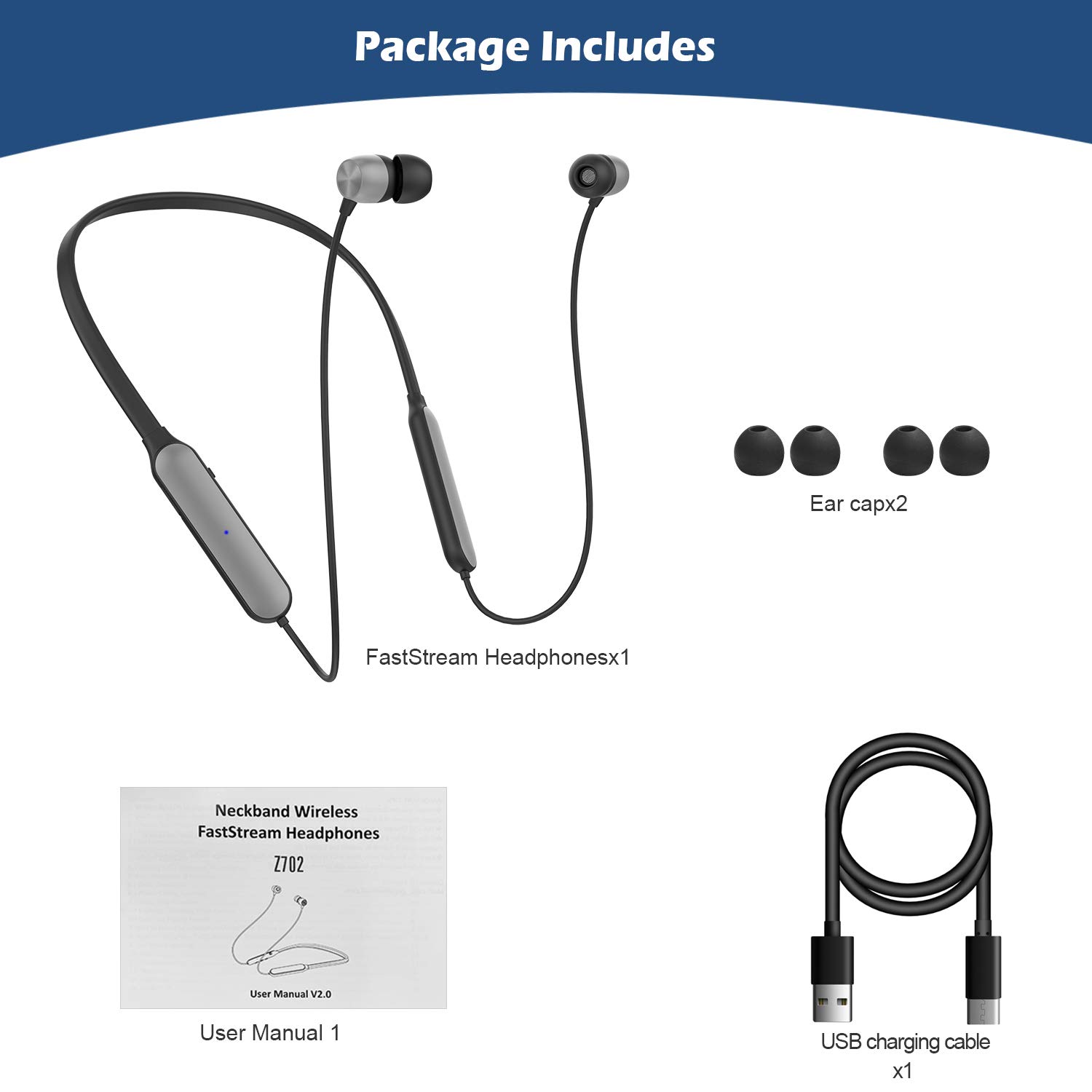 Friencity Bluetooth Headphones Earbuds for TV Watching w/Faststream Low Latency, Wireless Neckband Earphones with Noise Cancelling Mic for PC Cell Phones, 16H Playtime, Pair to Transmitter No Delay