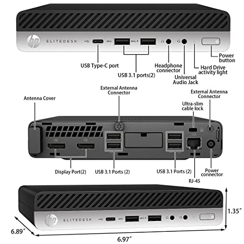 HP Mini Computers EliteDesk 800 G4 Windows 11 Tiny Desktop,i7 Hexa-Core Micro Business Desk Top 16GB Ram 1TB NVMe M.2 SSD,WiFi,BT,HDMI,DP,USB-C,4K Support,Wireless K&M + TJJ Mouse PAD(Renewed)