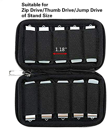 Flash Drive Case, USB Holder Portable Carrying Case Electronic Accessories Organizer Storage Bag for Memory Stick,Yubikey,Security Key,Jump Drive 10 Slots Black (Case Only)