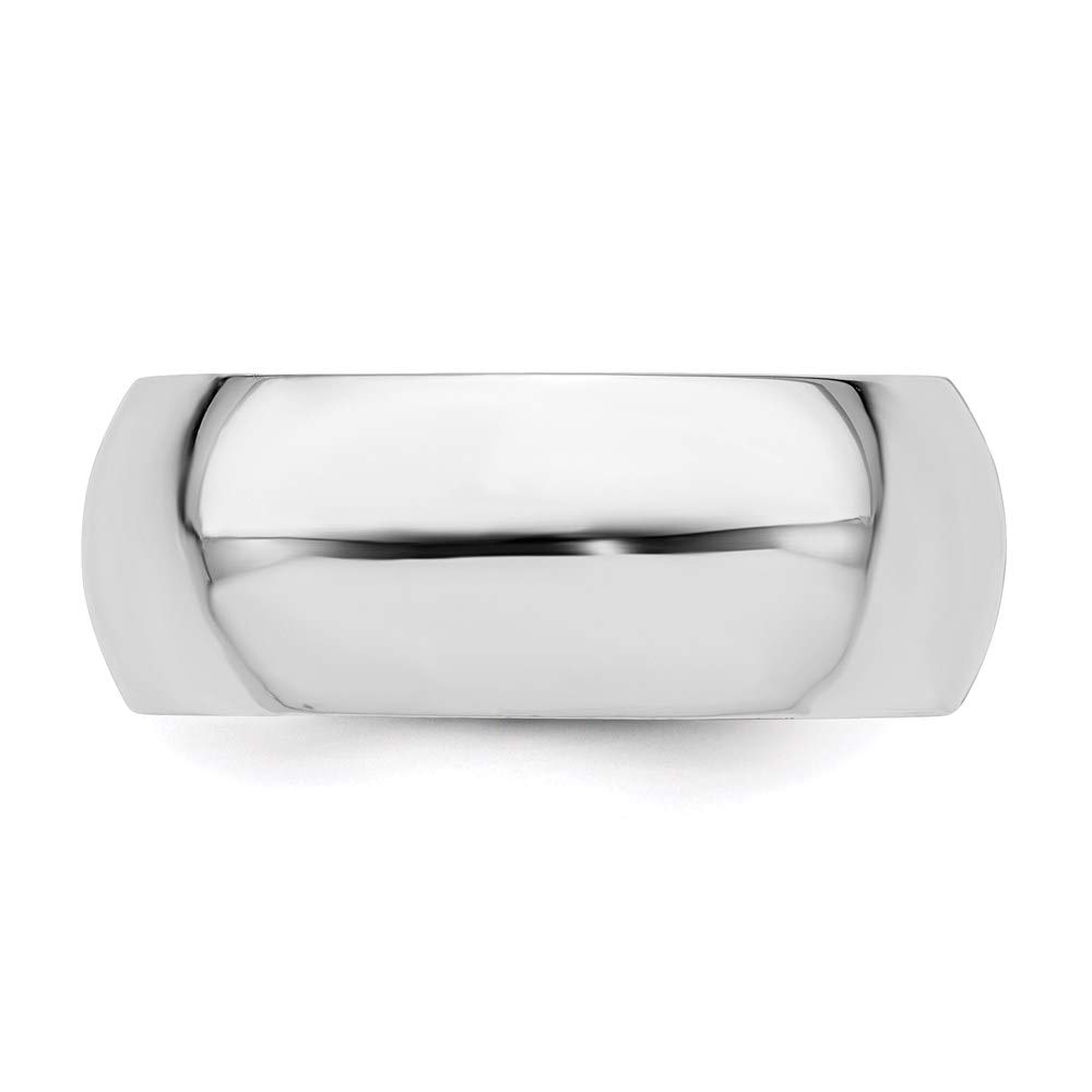 Forever Flawless Jewelry 8mm High Polish Finish Half Round Domed Comfort Fit Sterling Silver Wedding Band - Size 12.5