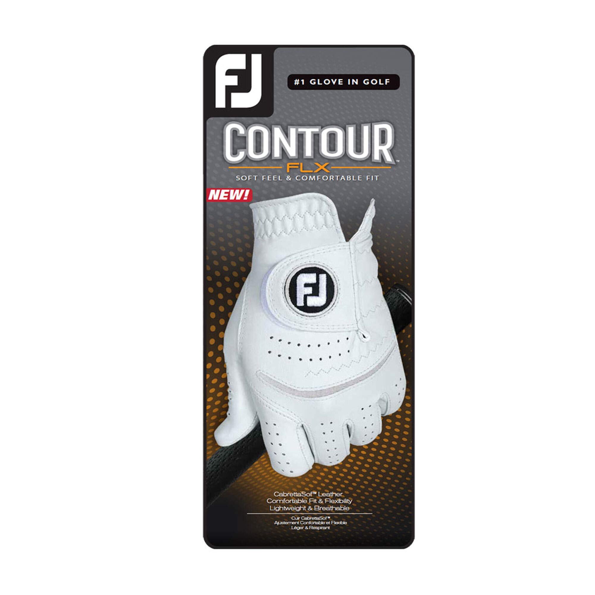 FootJoy Men's Contour FLX Golf Glove, Pearl, Large, Worn on Left Hand