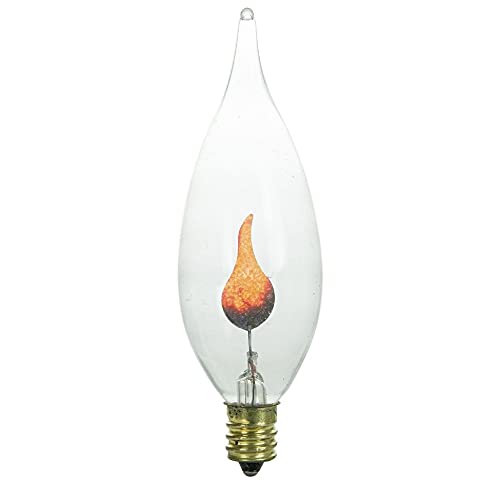 GE Lighting 3-Watt Bent Tip Flicker Flame, Decorative, Clear Finish, Candelabra Base (6 Bulbs)