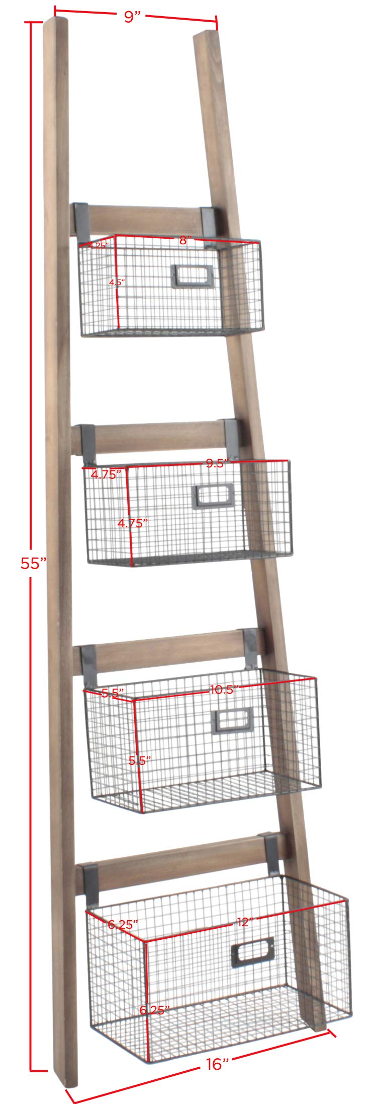 Wald Imports 4408 Wall Ladder, Bookcase, Brown