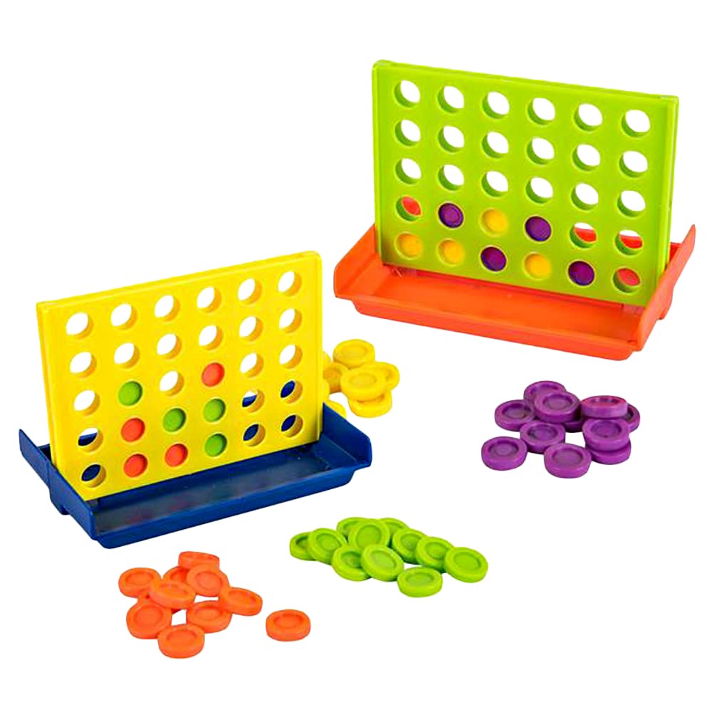 Gamie Four in a Row Game, Set of 4, Line Up Four Pegs in a Row Games with Foldable Board & 30 Pieces Each, Fun Indoor Game Night Games for Kids, Educational Learning Game for Children