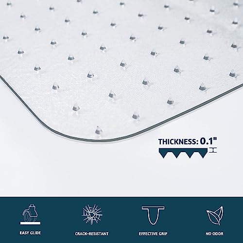 Futurwit Low Pile Carpet Office Mat, 47'' x 29'' Rectangle, Clear Chair Mats Protector Carpeted Floors, Crack-Resistant Design, Glide with Ease, Shipped Flat - Transparent