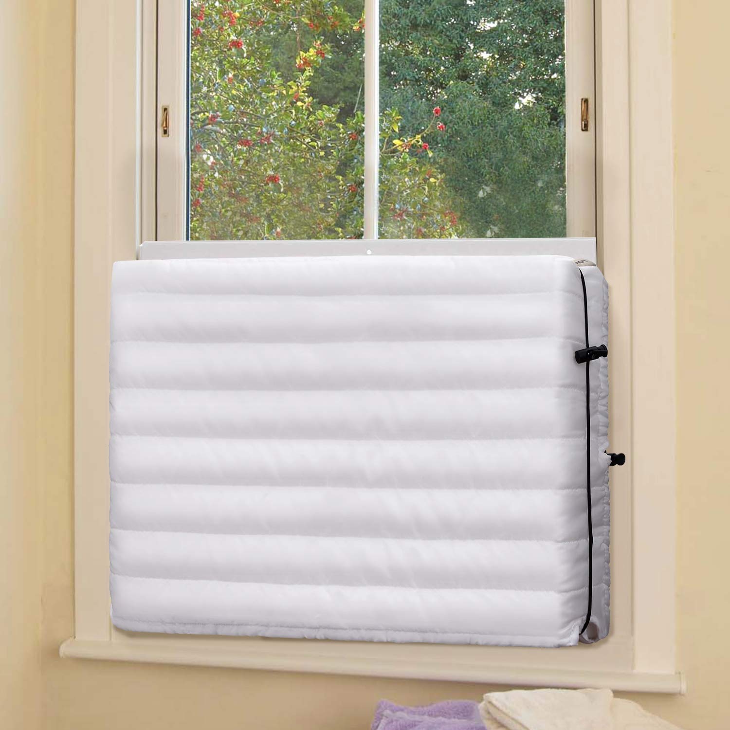 FORSPARK Indoor Air Conditioner Cover, AC Covers for Inside with Free Drawstring, 21 x 15 x 3.5 inches (L x H x D) - White