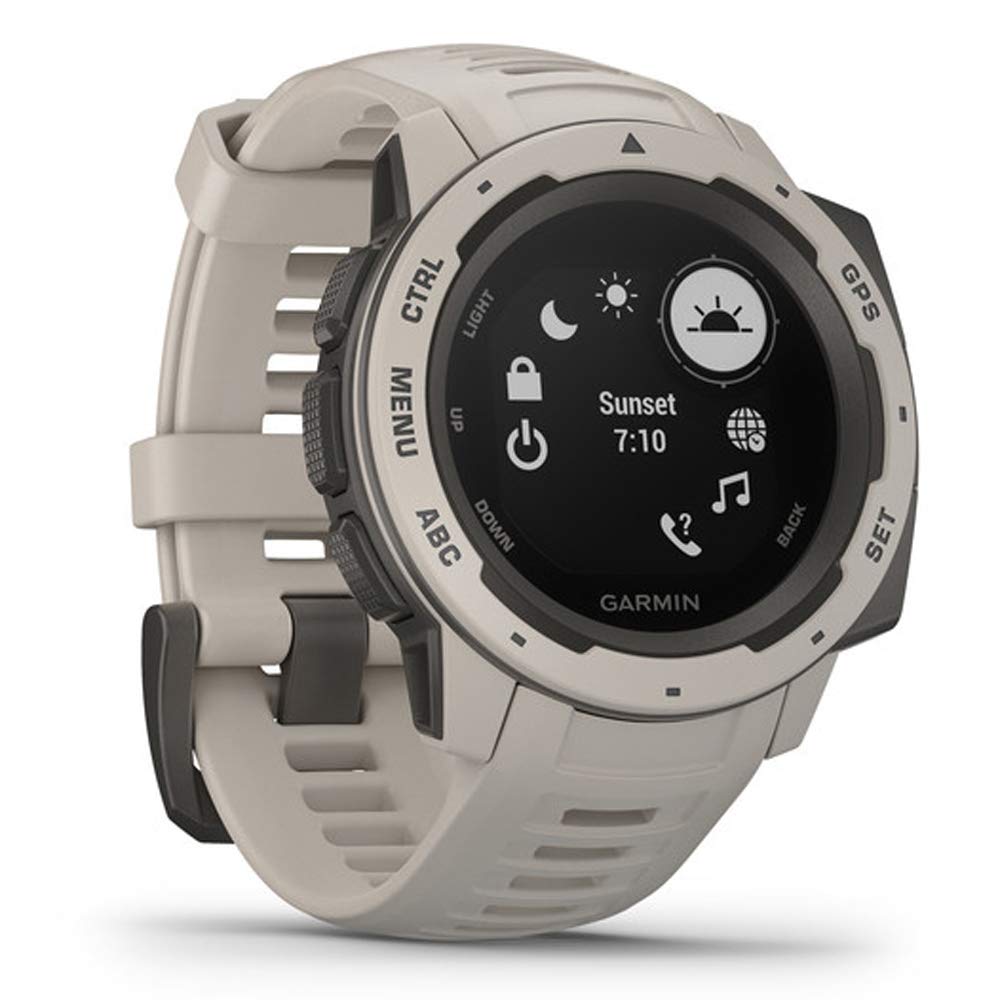 Garmin Instinct Rugged Outdoor Watch with GPS and Heart Rate Monitoring Tundra (010-02064-01) with Deco Essentials 2-Pack Screen Protector Instinct