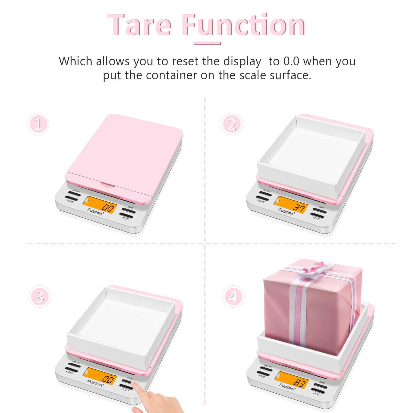 Fuzion Shipping Scale, Accurate Digital Postal Scale 86 lb/0.1 oz with Hold and Tare Function, LCD Display, Auto-Off, Postage Scale for Packages and Mailing, Battery & DC Adapter Included