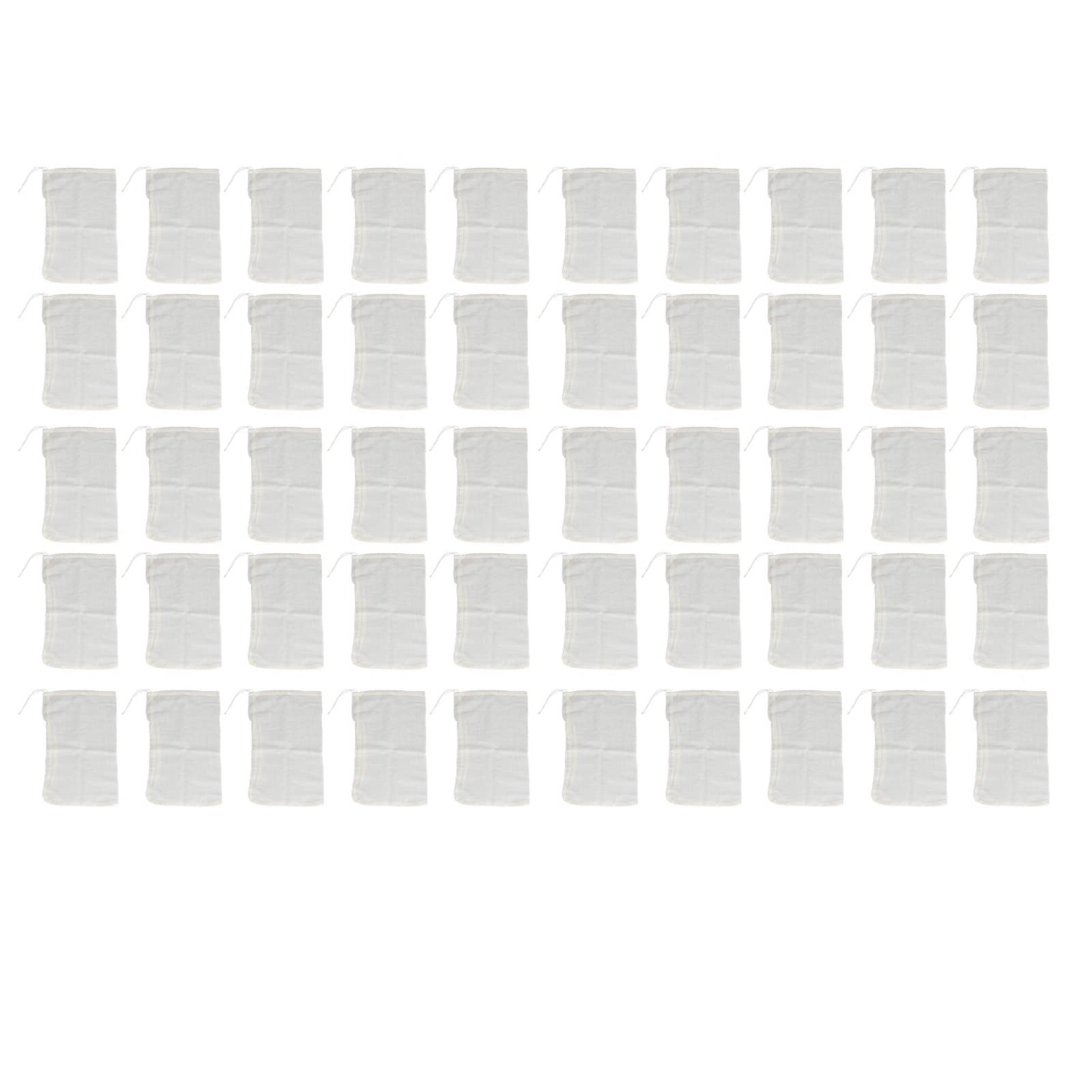 FIYO Cheese Cloths,50PCS 7.9 x 11.8 Inch Cotton Drawstring Bag Reusable Muslin Bag Cotton Bags with Drawstring Spices Sachet Bag for Household