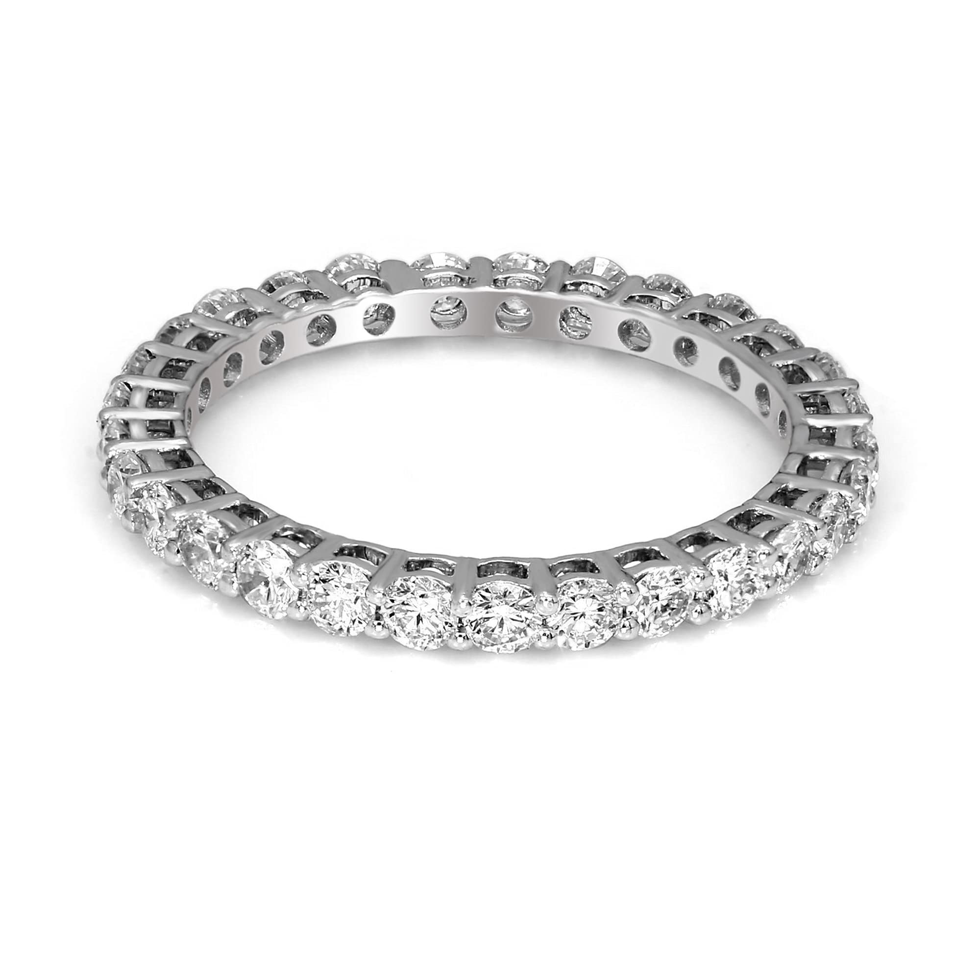 FRIENDLY DIAMONDS 1 Carat | 10K White Gold | IGI Certified Lab Grown Diamond Eternity Ring | Brilliant-Cut Round Shape Diamond | HI-SI1-SI2 Quality