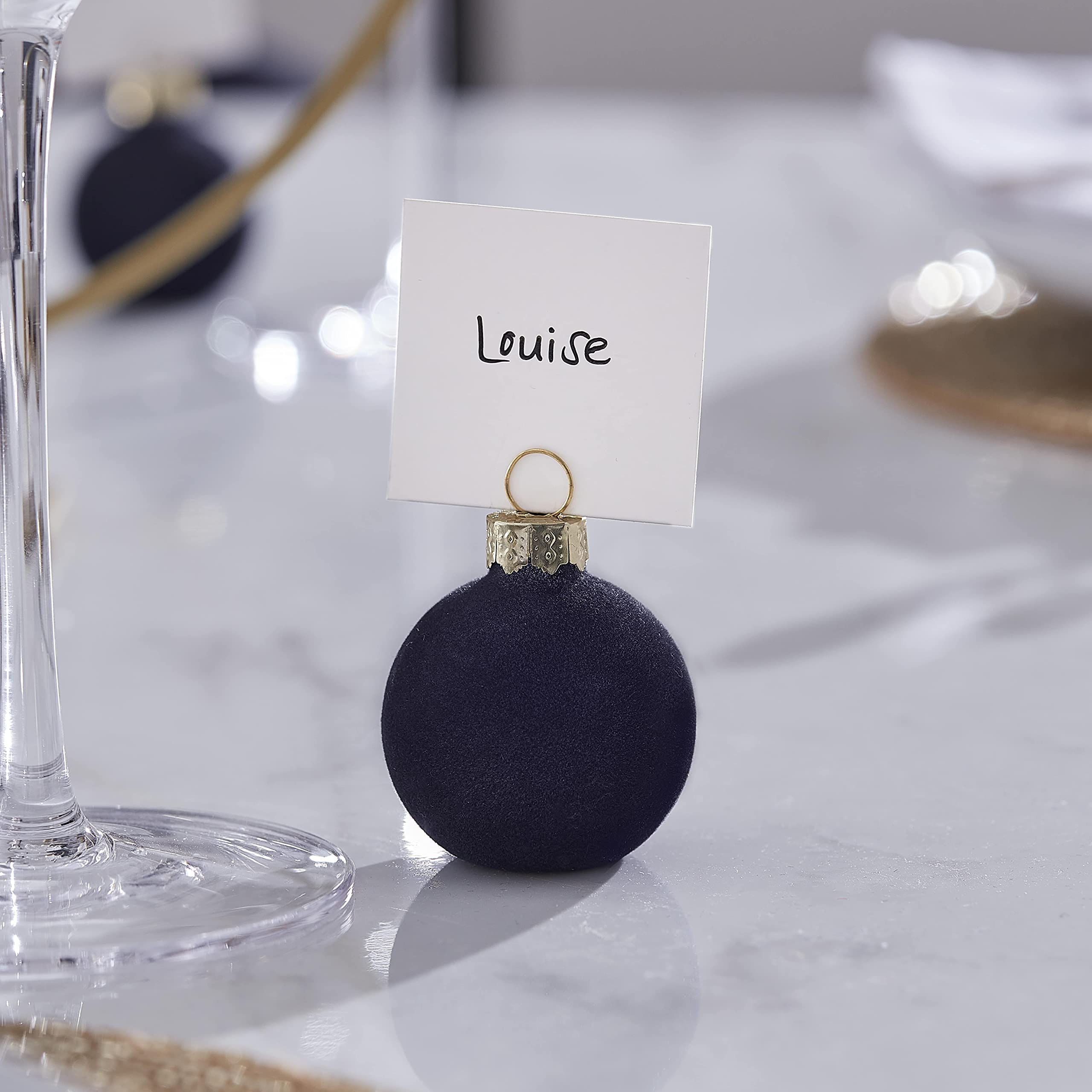 Ginger Ray NAVY-215 Christmas Bauble Holders with Place Cards, Blue