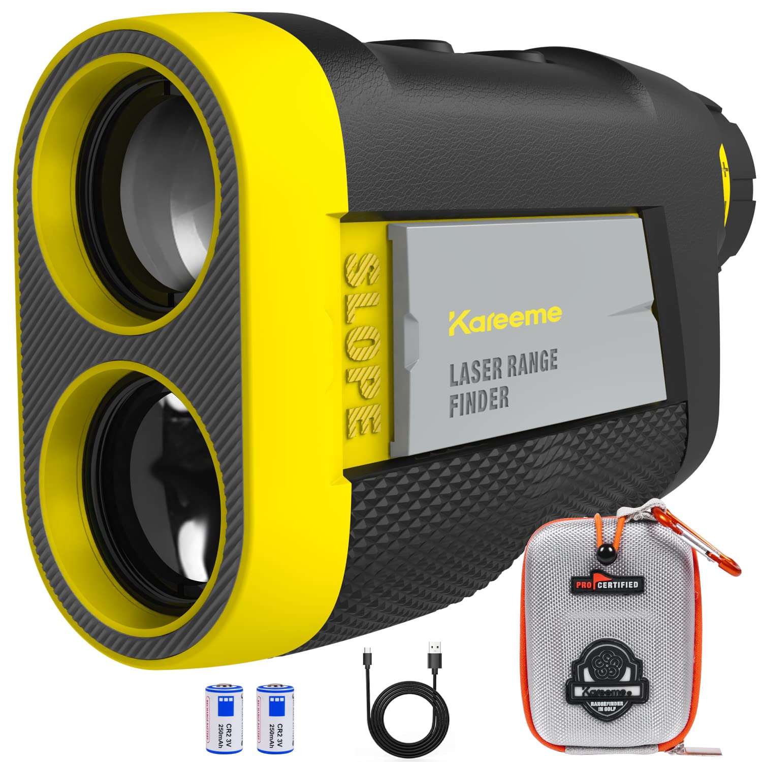 Golf Rangefinder with Slope - Laser ±0.55yard Accuracy Rechargeable Golf Distance Finder Aaccessories with USB Charging Flag-Lock Tech with Vibration Distance Angle Measurement for Golf Competition