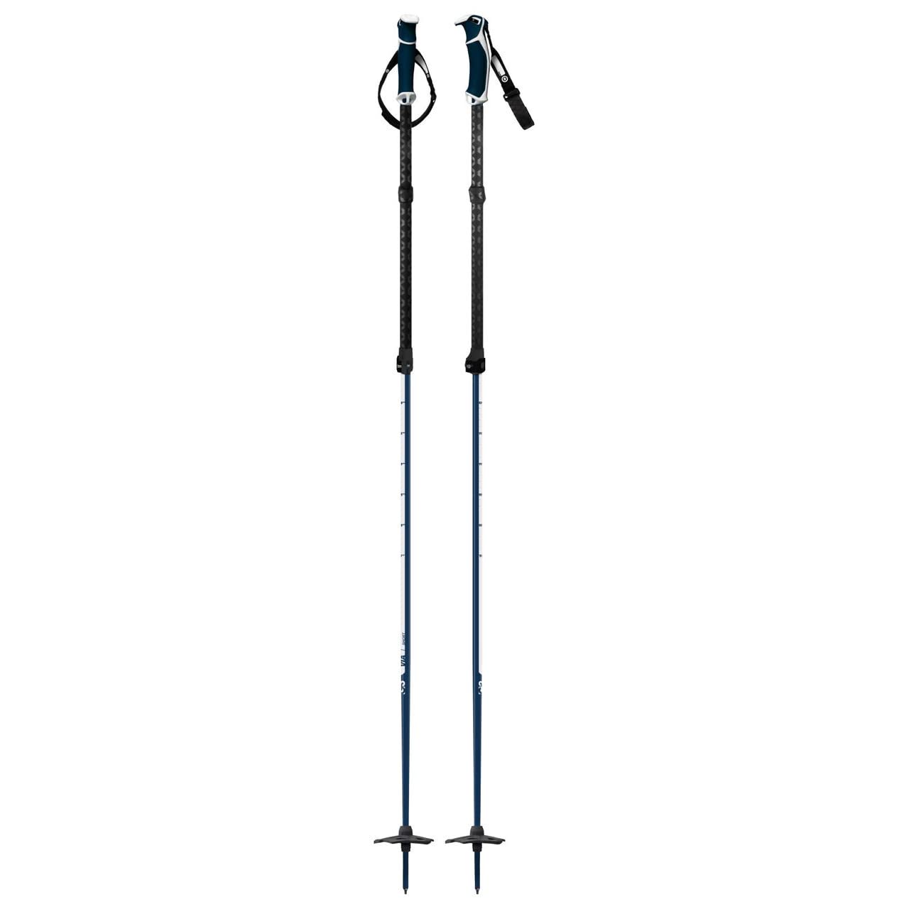 G3 GENUINE GUIDE GEAR VIA Aluminum Ski Poles, Tough Adjustable Two Piece ski Pole, Ergonomic Dual Density Grips, QuickFlick Utility tab, Removable Backcountry Strap, Pair (Long)