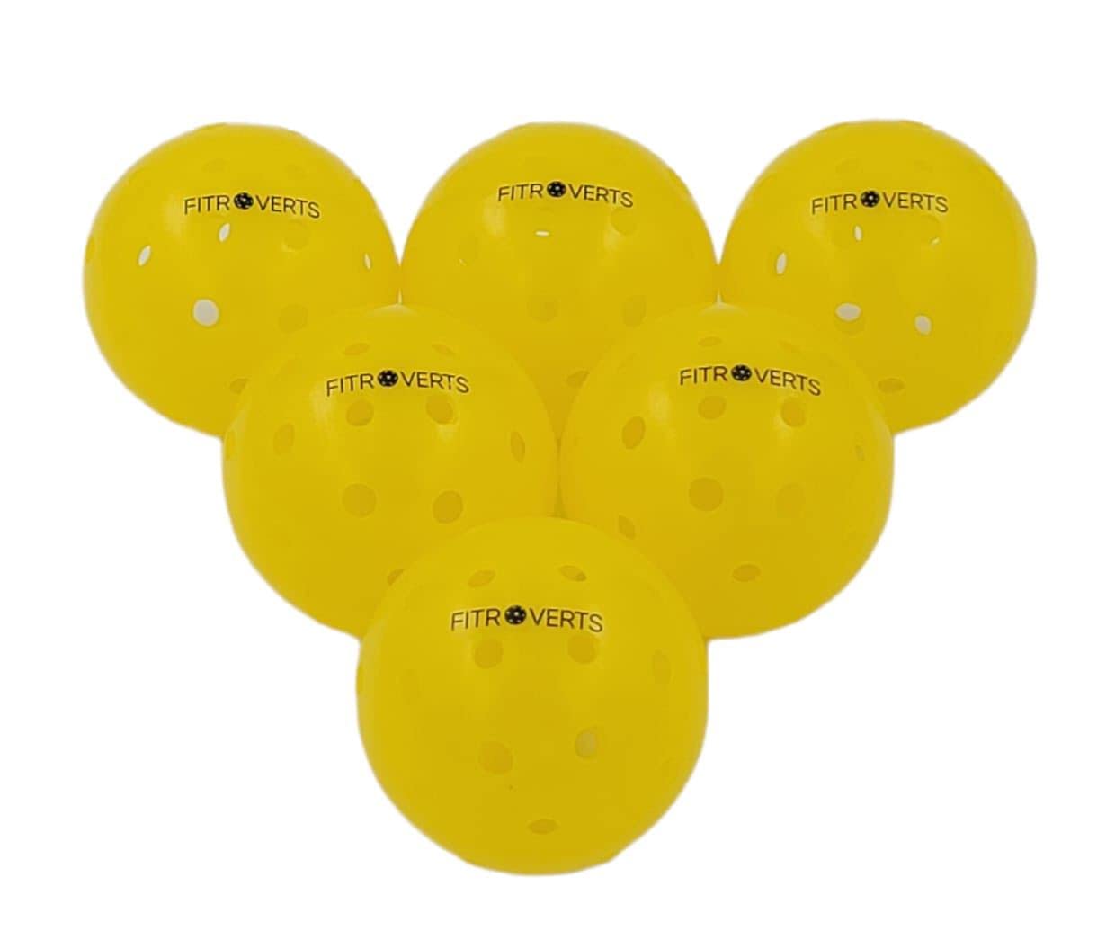 FITROVERTS USAPA Approved Indoor/Outdoor Pickleballs ◆ 6-Pack | One Piece Construction | Enhanced Yellow