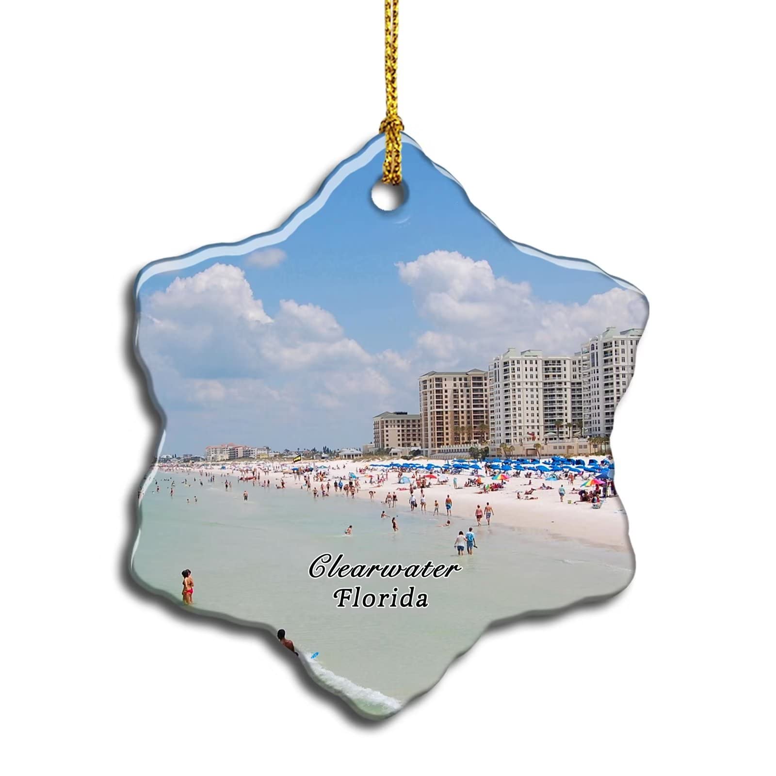 Florida Clearwater Beach Ocean Landscape Photo Ceramic Souvenirs Personalised Ceramic Ornament Double Sided Porcelain Xmas Tree Decorations Family Christmas Ceramics Keepsakes