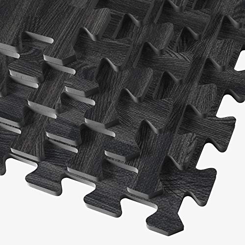 Forest Floor 3/8 Inch Thick Printed Foam Tiles, Premium Wood Grain Interlocking Foam Floor Mats, Anti-Fatigue Flooring β Stylish Flooring Solution, Carbon, 100 Sq Ft
