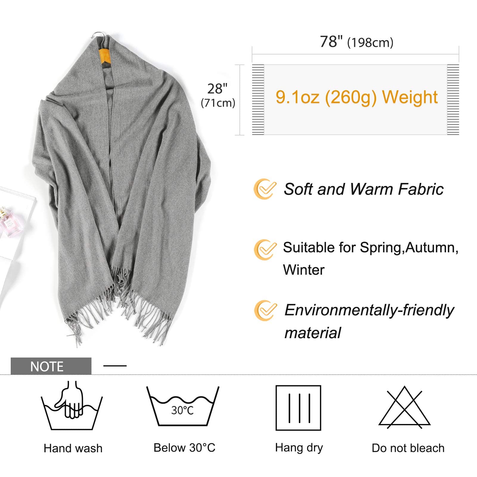 FURTALK Womens Pashmina Shawl Wraps Cashmere Feel Winter Scarf Soft Warm Blanket
