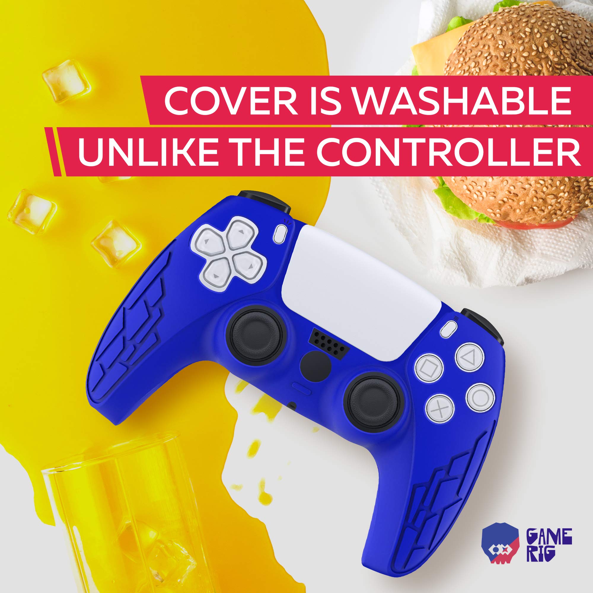Game Rig PS5 Controller Cover - Dualsense Silicon Skin - Anti-Slip 100% Compatible Case - 360 Degree Gamepad Protector Blue