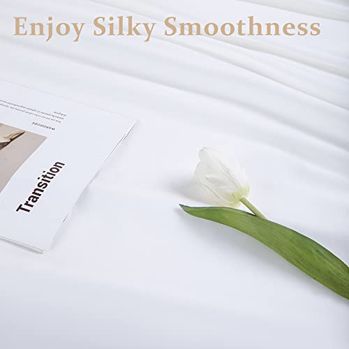 SONORO KATE Cotton Queen Size Sheets - 1000 Thread Count, Luxury 100% Egyptian Cotton Sheets Set, Cooling Bed Sheets, Deep Pocket up to 16" - 4 Piece (White, Queen)
