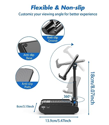 Gifts for Men or Women, Cell Phone Stand with Wireless Bluetooth Speaker, Adjustable Non-Slip Portable Tablet Holder, Desktop Cool Tech Gadgets for Mens Boys, Unique Birthday Gift Ideas for Mom Dad