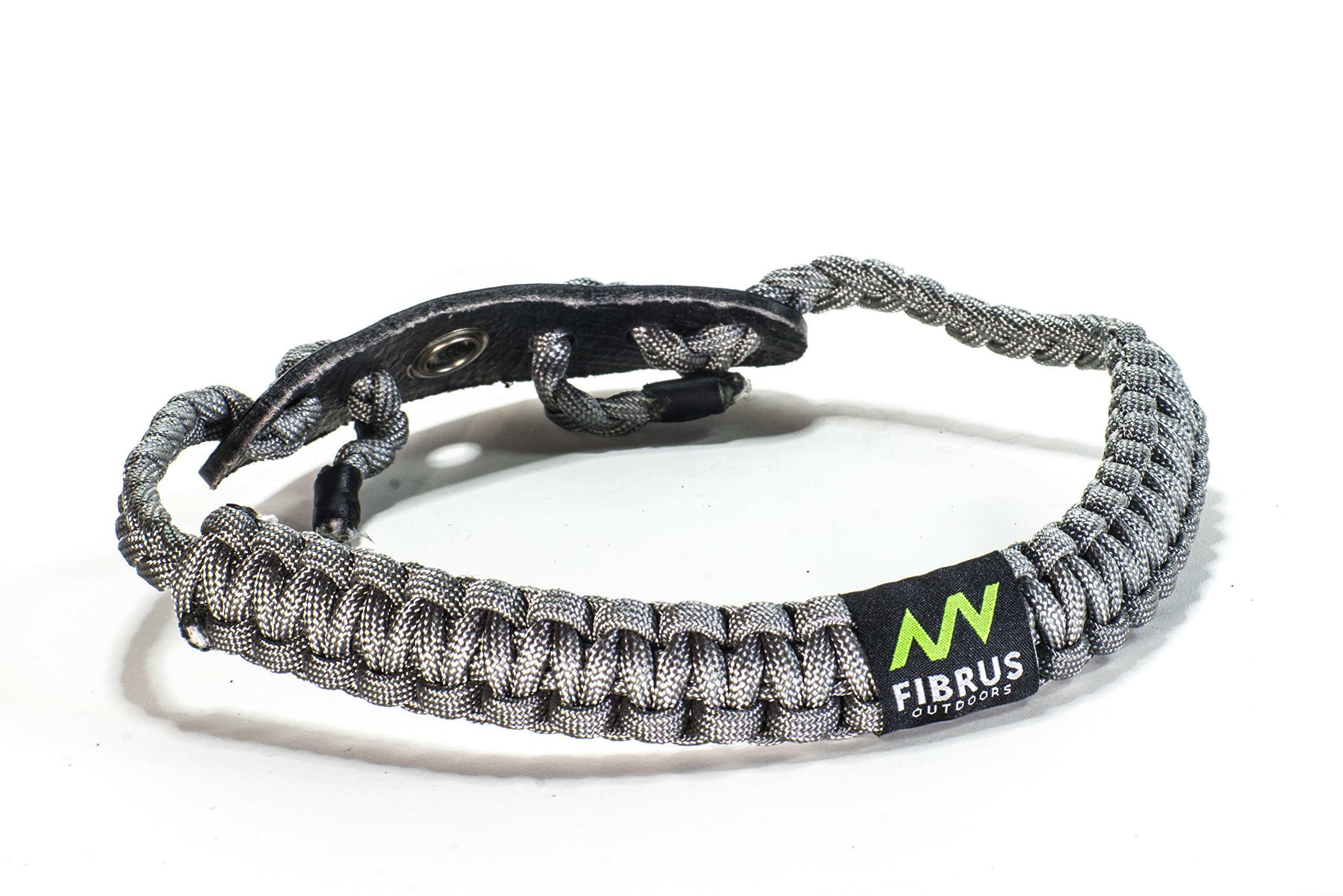 Fibrus Outdoors Bow Wrist Sling 550 Paracord - Survival Hunting Shooting - Durable Leather with Grommet (Multiple Color Options) (Charcoal Gray)