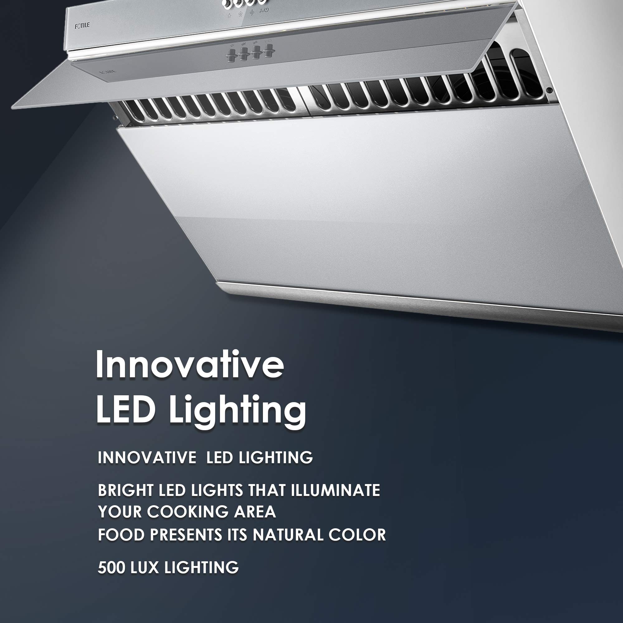 FOTILE JQG7502.G 30" Range Hood Unique Side-Draft Design for Under Cabinet or Wall Mount Modern Kitchen Vent Hood Powerful Motor LED Lights Mechanical Buttons Cooktop Bundle (1. Silver Gray)