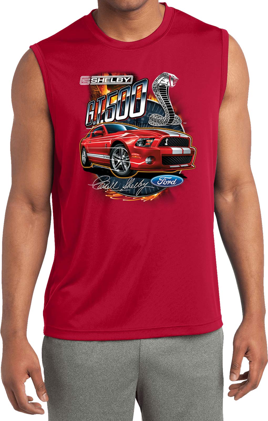 Ford Red Mustang Shelby GT500 Sleeveless Competitor Shirt, Red Large
