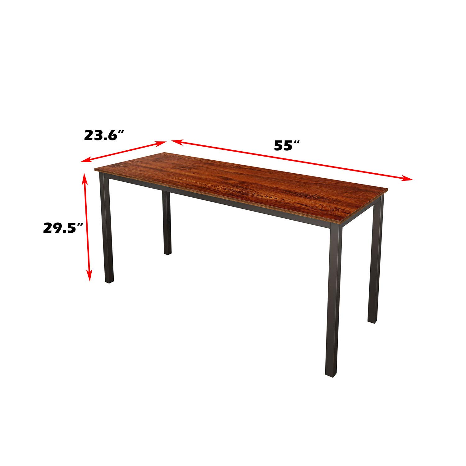 FSTAR 55" Writing Desk Sturdy Home Office Desk Modern Simple Design Computer Desk Writing Table for Home Office Large Space Workstation Metal Frame (55", Sandalwood)