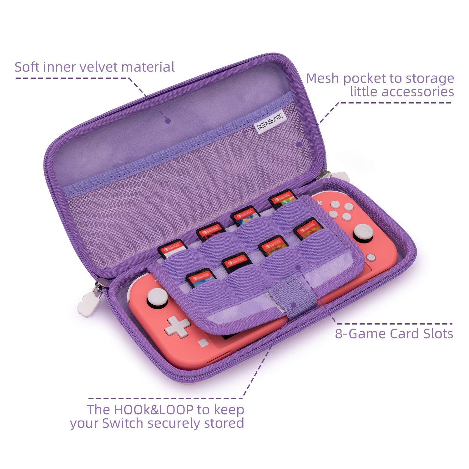 Geekshare Cute Plug Bunny Case Compatible with Nintendo Switch Lite - Portable Slim Travel Carrying Case fit Switch Lite & Game Accessories - with a Removable Wrist Strap