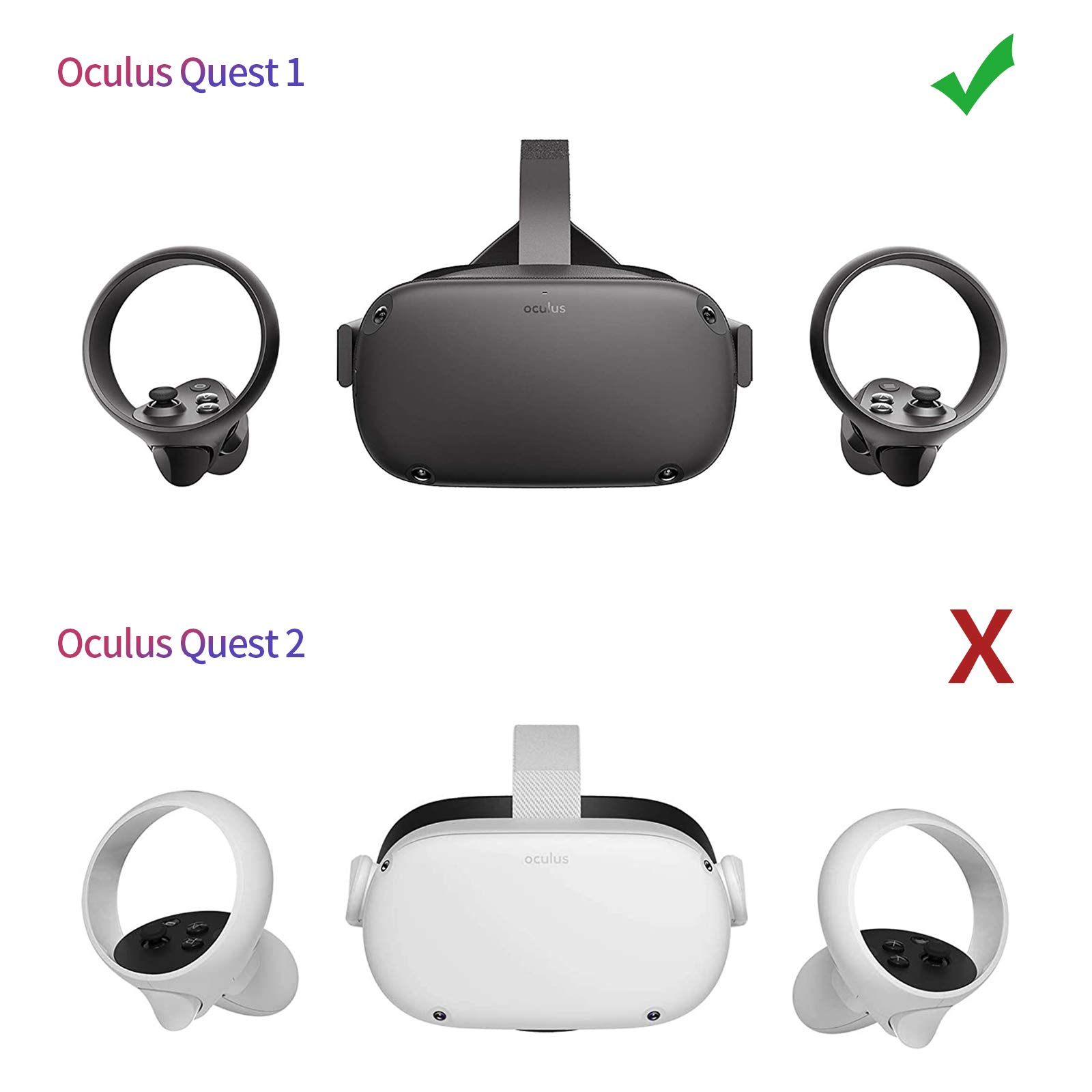 Fromsky Controller Grip Cover for Oculus Quest or Oculus Rift S Controller, Silicone Anti-Slip VR Oculus Quest Headset Grip Protective Cover (Strap Black)