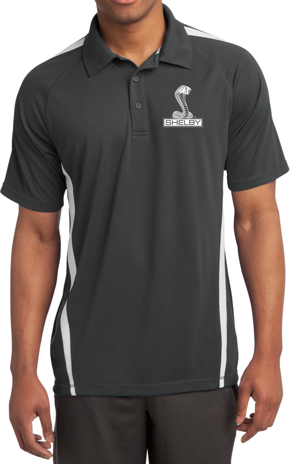 Ford Shelby Cobra Pocket Print Colorblock Polo, Iron White 4XL