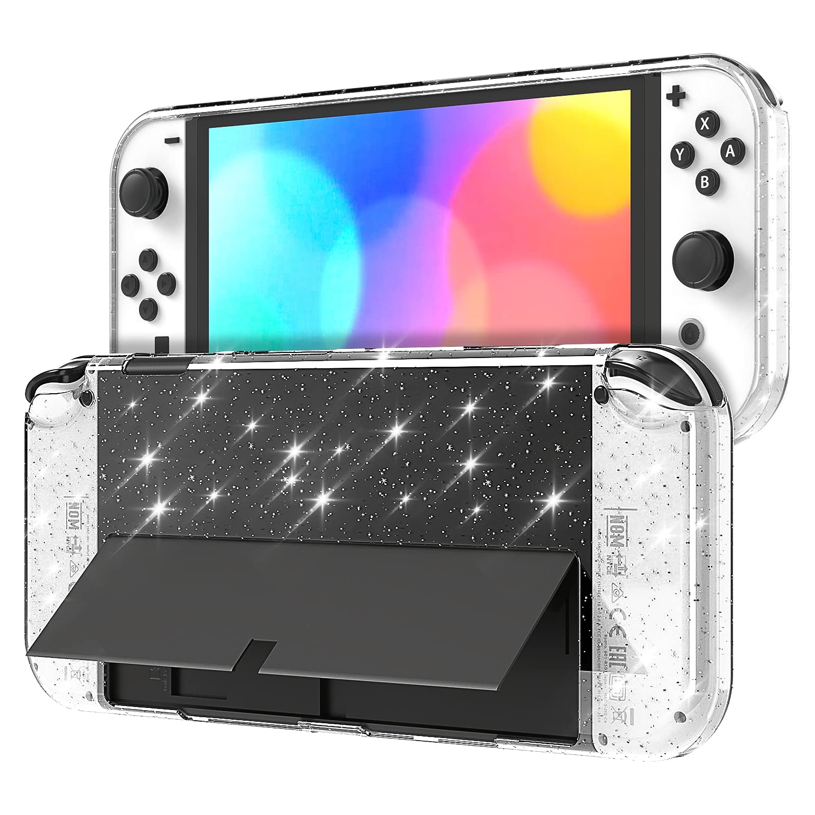FYOUNG Protective Case for Switch OLED, Glitter Sparkle Bling Soft TPU Cover Case for Switch OLED with a Opening for Kickstand Function