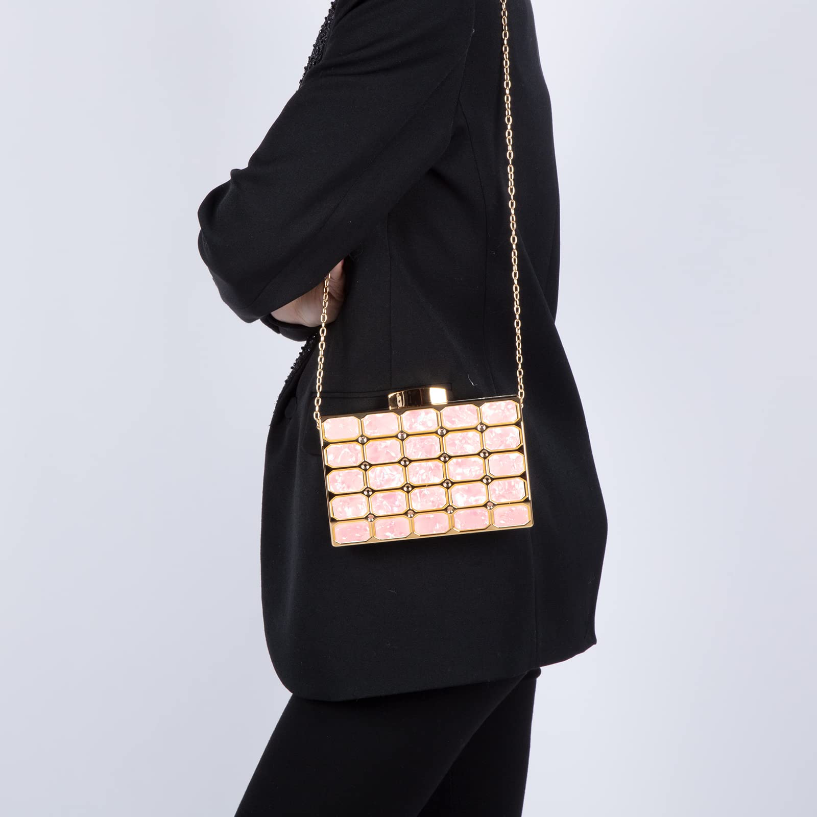 Gripit Acrylic Small Cube Clutch Purse for Women Pink Clutch Purse Formal Fancy Purses Evening Clutch Handbag for Banquet