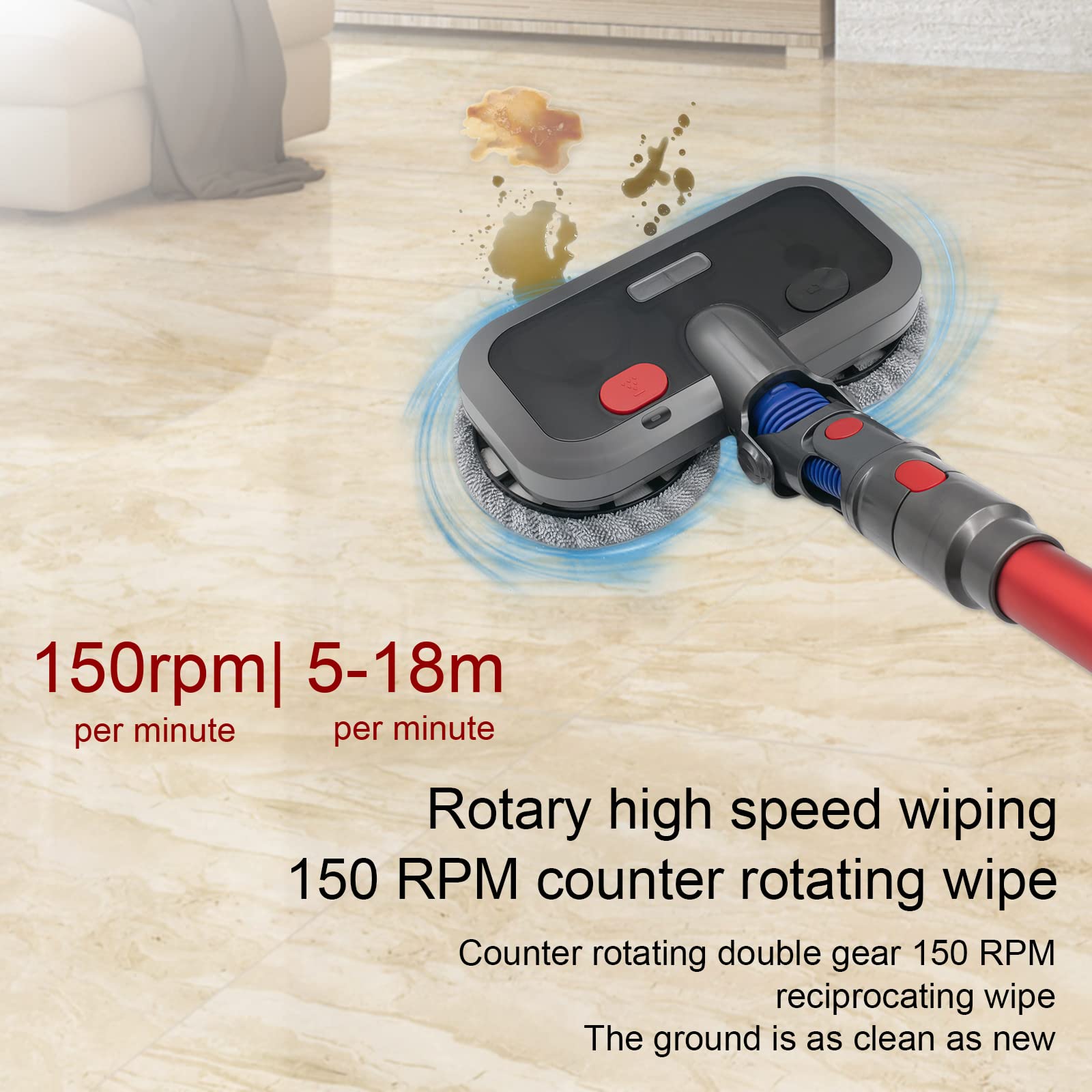 Garbage fighter Electric Mop Head Attachment for Dyson V7 V8 V10 V11 V15 Wireless Vacuum Cleaner Wet & Dry Mop Cleaning Head Floor Brush Replacement Parts