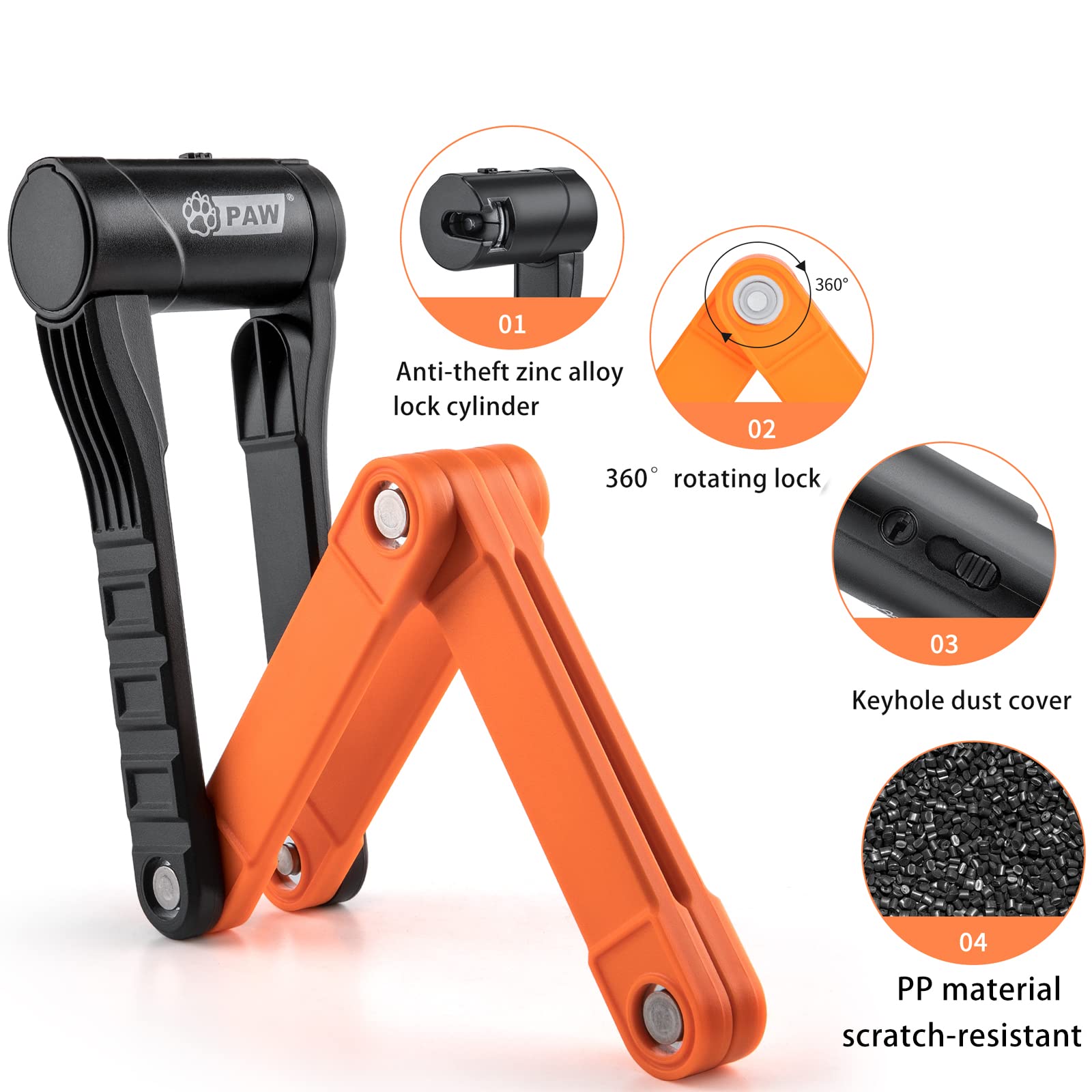 Folding Bike Lock with 3 Keys - Anti Theft Strong Security Bicycle Locks, Anti Drill & Pick Cylinder - Foldable Bike Lock with Mounting Bracket for Bikes E Bikes and Scooters (Green)