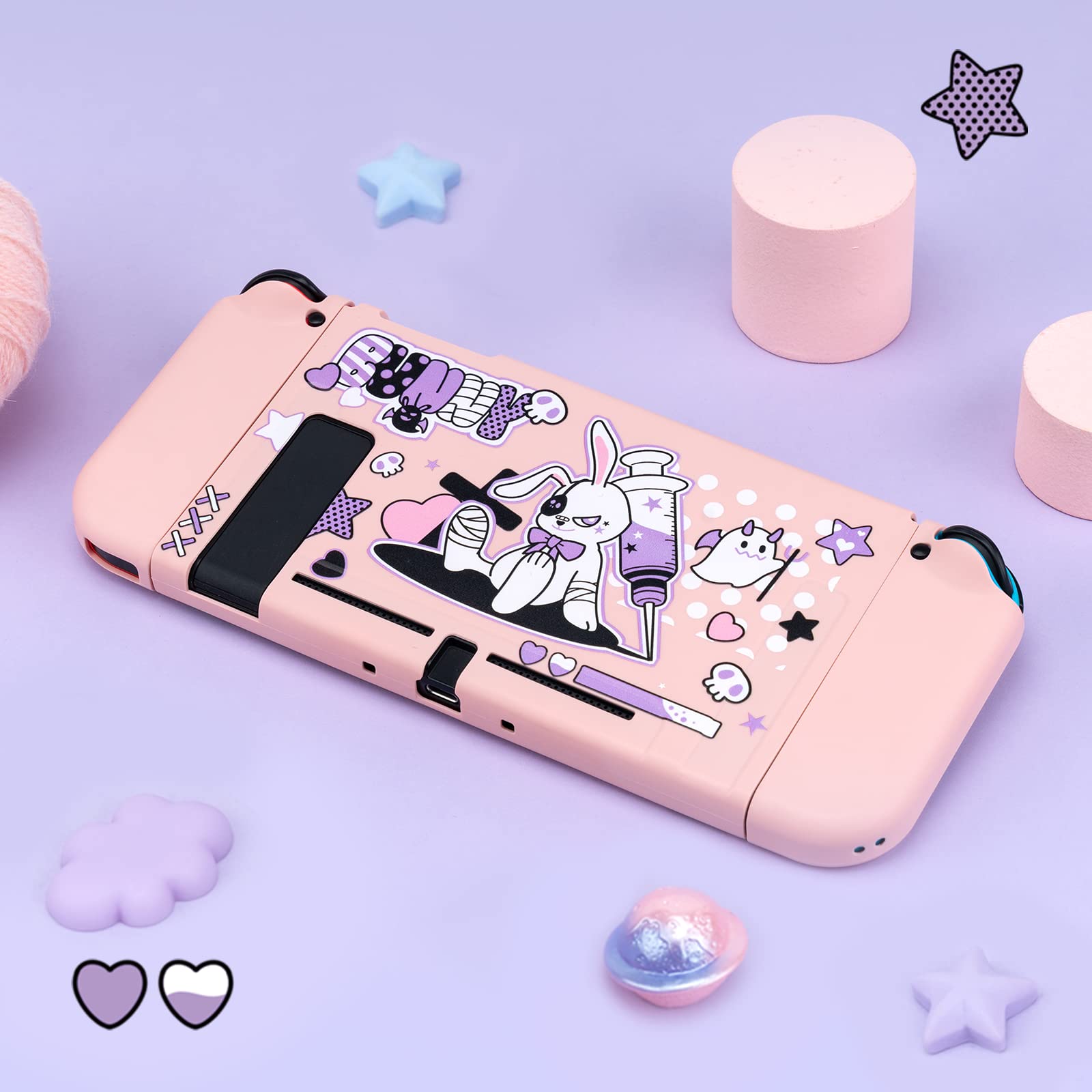 GeekShare Protective Case for Switch, Soft TPU Slim Case Cover Compatible with Nintendo Switch Console and Joy-Con (Bandage Rabbit)
