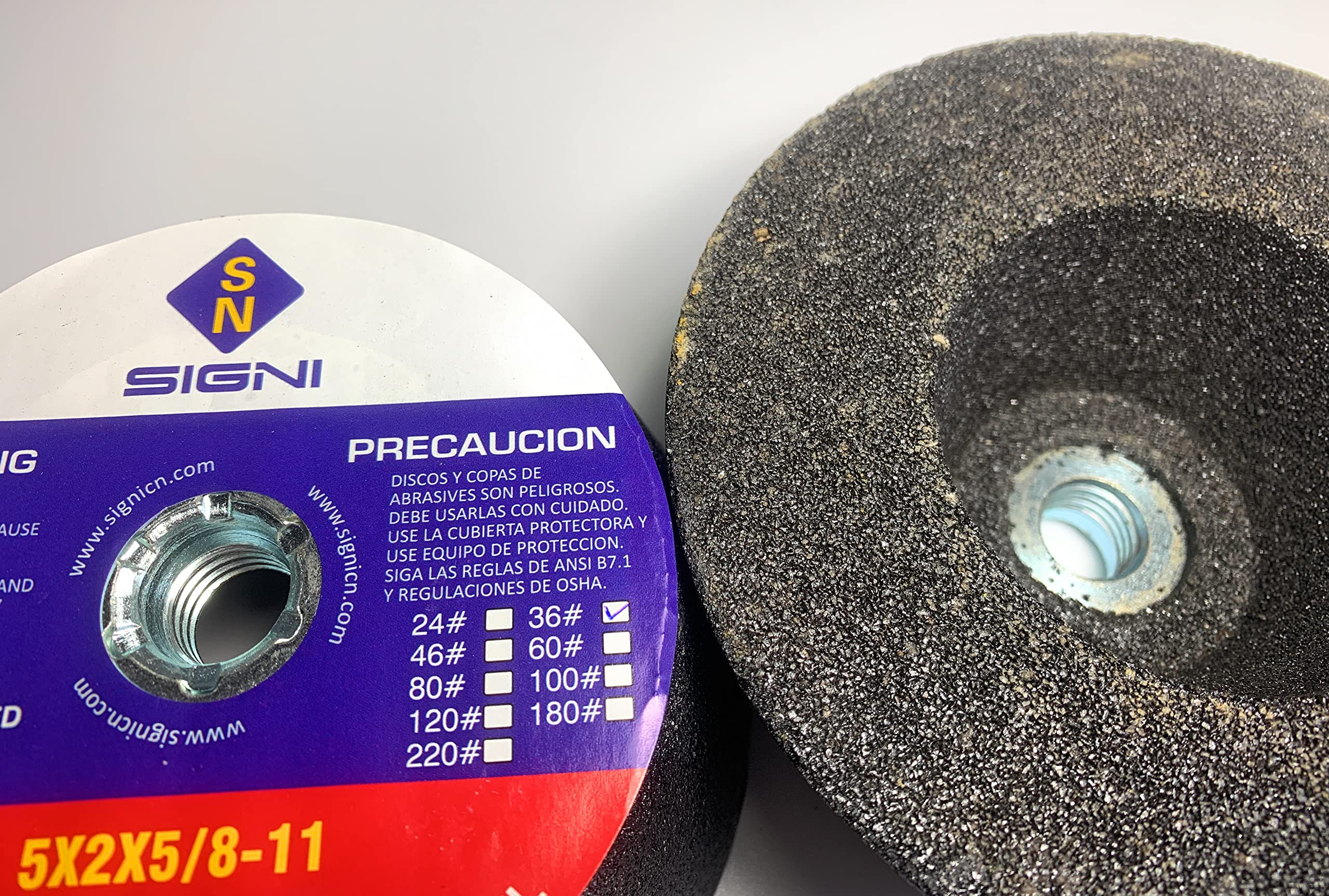 Flaring Cup Grinding Stone with Arbor Thread for Grinding Granite 5X2X5/8-11 (1 Pack) (Black SiC, 36 grit)