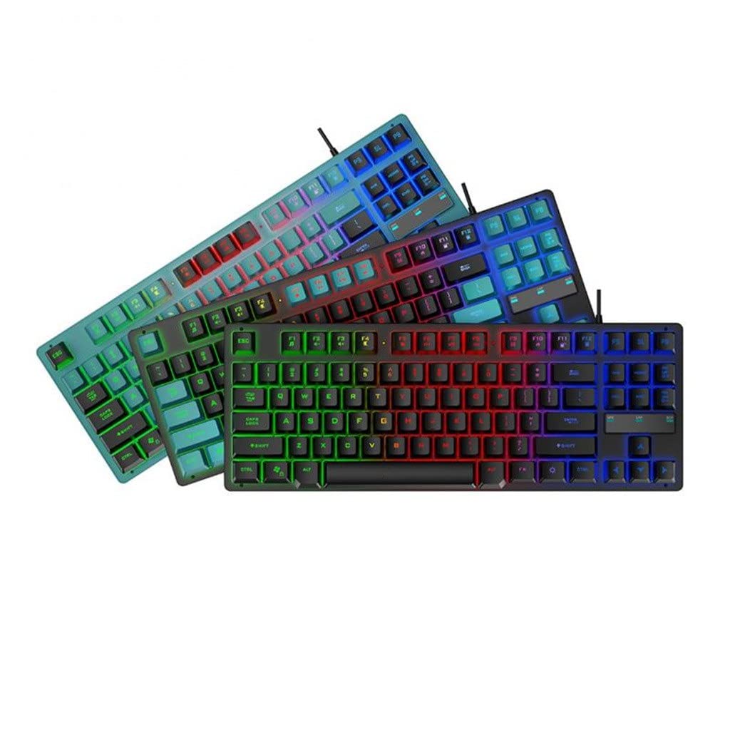 MJWDP Gaming Keyboard USB Wired Stable 87key Wired Keyboard RGB/Mix Backlit Led USB for Gamer Pc Laptop (Color : Black)