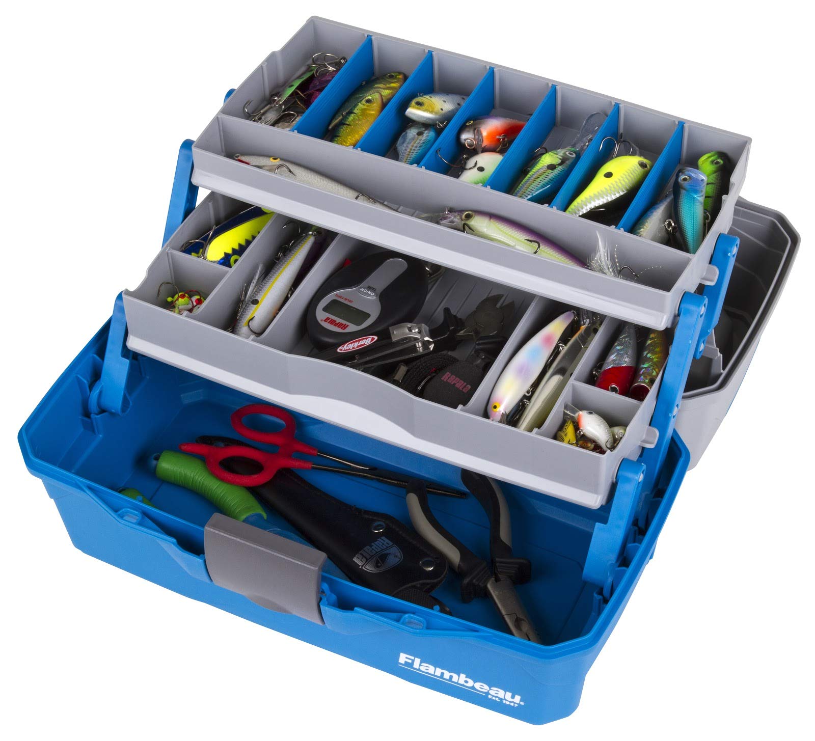 Flambeau Outdoors 6382TB 2-Tray - Classic Tray Tackle Box - Blue/Gray