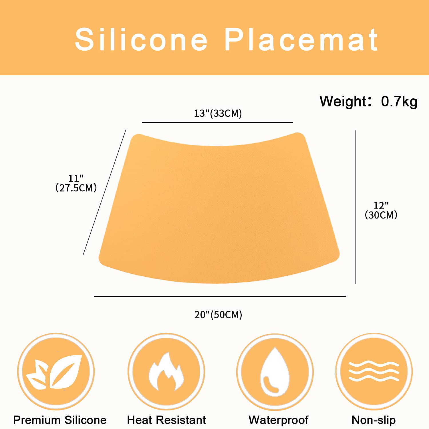 GSKS Placemats for Dining Table Set of 4 Washable Stain Heat Resistant Anti-Skid Silicone Table Mats