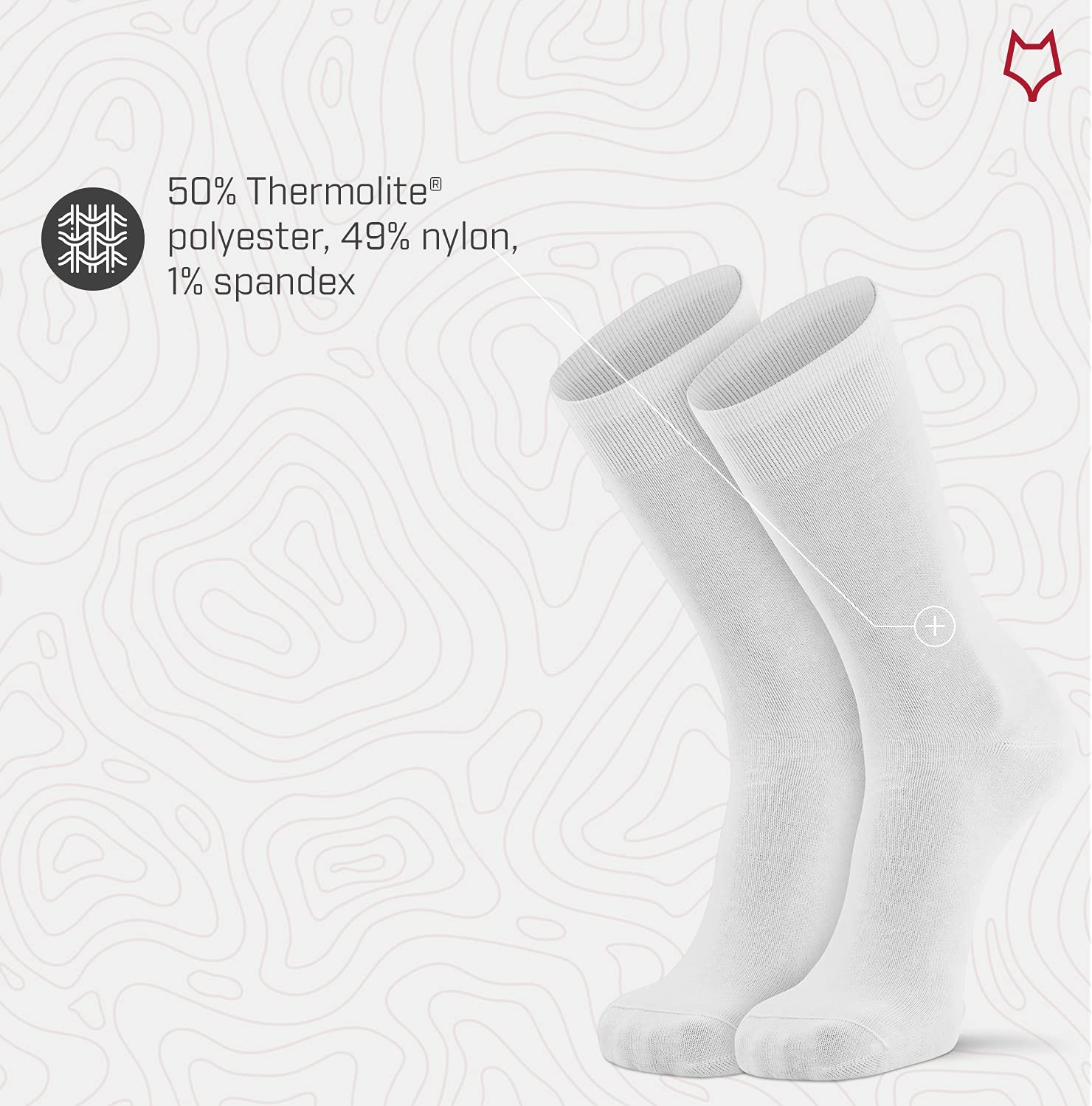 Fox River Men's Standard Therm Ultra-Lightweight Crew Liner Cold Weather & Winter Socks | Moisture-Wicking | Breathable | Warm, White, X-Large