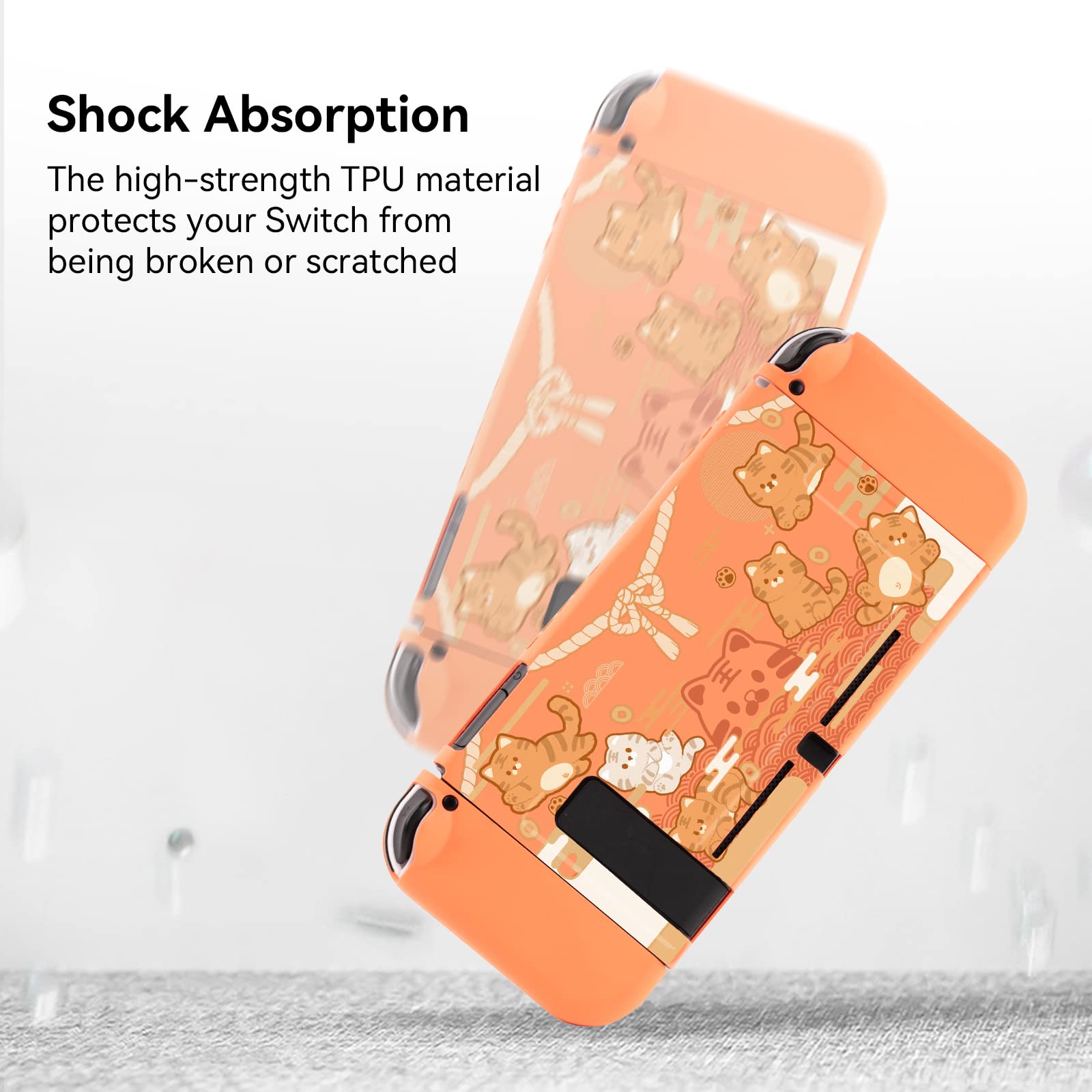 GeekShare Soft TPU Protective Case Slim Cover Case Compatible with Nintendo Switch and Joy-Con- Shock-Absorption and Anti-Scratch - Tiger