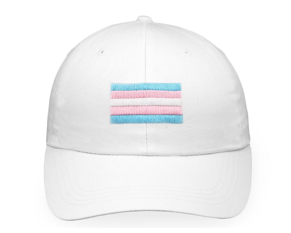 Fundraising For A Cause | Transgender Awareness Hat in White w/Rectangle Pride Flag (1 Hat - RETAIL)